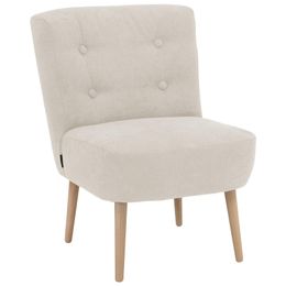 lovingHome® Sessel Fiola Velours beige Polstersessel Stuhl Relaxsessel Füße Buche natur mittlere Sitzhärte