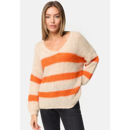 PM SELECTED Damen Warmer Strickpullover Pullover mit Candy Stripes in Einheitsgr&ouml;&szlig;e PM67