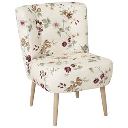 lovingHome® Sessel Fiola floral Blume Polstersessel Stuhl Relaxsessel Füße Buche natur mittlere Sitzhärte
