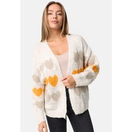 PM SELECTED Damen Warme Strickjacke Cardigan mit Herzmuster in Einheitsgr&ouml;&szlig;e PM66