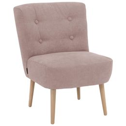 lovingHome® Sessel Fiola Velours rosé Polstersessel Stuhl Relaxsessel Füße Buche natur mittlere Sitzhärte