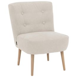lovingHome® Sessel Fiola Velours beige Polstersessel Stuhl Relaxsessel Füße Buche natur mittlere Sitzhärte