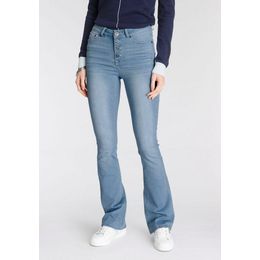 Arizona Bootcut-Jeans Ultra Stretch High Waist mit durchgehender Knopfleiste, blau