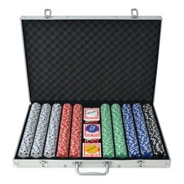 vidaXL Spieltisch Poker Set mit 1.000 Chips Aluminium
