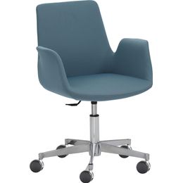 mayer Sitzmöbel Bürostuhl MAYER SITZMÖBEL "Sessel myHELIOS" Stühle Gr. B/H: 65 cm x 82 cm, 1 St., Struktur (recyceltes Polyester) uni, Aluminium, blau (petrol, aluminium) Drehstühle