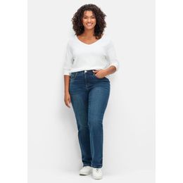 sheego Große Größen: Gerade Stretch-Jeans mit Bodyforming-Effekt, dark blue Denim, Gr.80