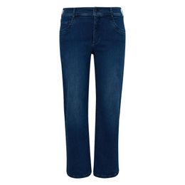 TRIANGLE Große Größen: Weite Five-Pocket-Jeans mit Used-Effekten, blue Denim, Gr.54
