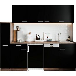 respekta Küche Oliver, Breite 225 cm, wechselseitig aufbaubar, schwarz