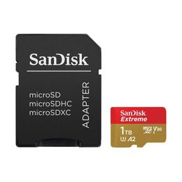 Sandisk microSDXC Extreme, Adapter, 1 Jahr RescuePRO Deluxe Speicherkarte (1000 GB, UHS Class 3, 190 MB/s Lesegeschwindigkeit), goldfarben|rot