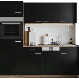 respekta Küche Oliver, Breite 205 cm, wechselseitig aufbaubar, schwarz