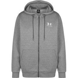 Under Armour Sweatjacke "Essential Fleece Full Zip", geteilte Kängurutasche, Kapuze, für Herren, grau, S