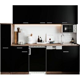 respekta Küche Oliver, Breite 225 cm, wechselseitig aufbaubar, schwarz