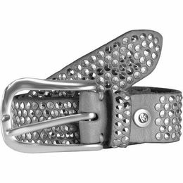 b.belt Nietengürtel Leder hellgrau 85 cm