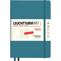 LEUCHTTURM 1917 Wochenkalender und Notizbuch, Hardcover, DIN A5, 2024, blau