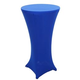 Set Stehtisch + Stehtischhusse MCW-J30, Bistrotisch Tischhusse, klappbar h&ouml;henverstellbar &Oslash; 60cm ~ Husse blau