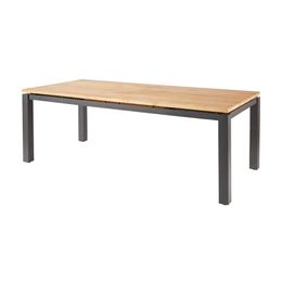 Diamond Garden Porto Ausziehtisch Edelstahl/Recycled Teak 170x90 - 320x100 cm Teak Natur/Dunkelgrau Teak Natur/Edelstahl