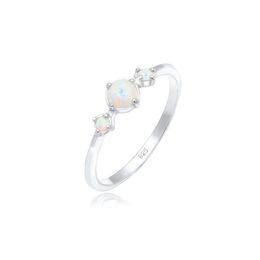 Elli Fingerring Opal Rund Trio Vintage 925er Silber, silberfarben