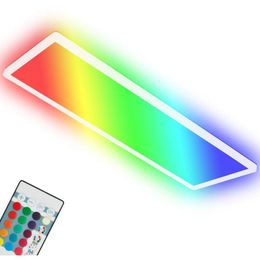Leuchten – Ultraflache Deckenlampe rgbw, led Deckenleuchte mit Backlight, Neutralweiß, led Panel, Farbwechsel, Dimmbar, Fernbedienung, Weiß - Briloner