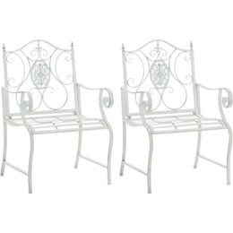 CLP 2er Set Gartenstühle Punjab mit Armlehnen antik weiß