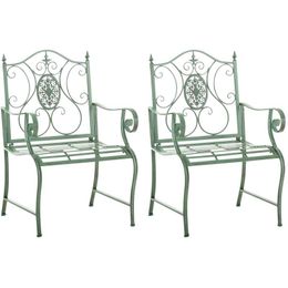 CLP 2er Set Gartenstühle Punjab mit Armlehnen antik-grün