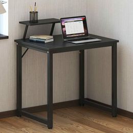 Home Computertisch 80 cm Schreibtisch Arbeitstisch mit Speicherplatine Bürotisch für pc und Laptop aus Holz und Metall - Schwarz - Soges