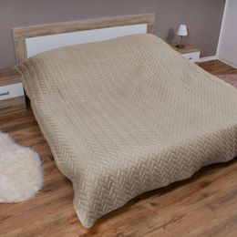 Bestlivings Tagesdecke ( Beige ) 220x240 cm mit wattierter Zwischenlage, Bettüberwurf - Überwurfdecke, Sommerdecke gesteppt - Steppdecke, Wendedecke - Beige