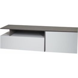 [NEUWERTIG] TV-Rack HHG-638, Lowboard Fernsehtisch Sideboard TV-Schrank Kommode, Holz 45x161x40cm Staufach, Beton-Optik weiß - multicolour