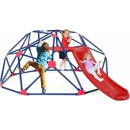 Costway Kletterkuppel mit Rutsche, Klettergerüst in Kuppelform mit Stoffplattform, 180 kg Belastbarkeit, Outdoor & Indoor Spielplatz für 3-10 Jährige, Ideal