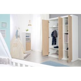 Roba Kleiderschrank, Zimmerserie 'Gabriella', Schrank mit 3 Türen, Kinderkleiderschrank gefräst weiß