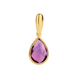 NICEANDnoble Kette mit Anhänger 585er Gelbgold Anhänger Tropfen Amethyst mit vergoldeter Ankerkette