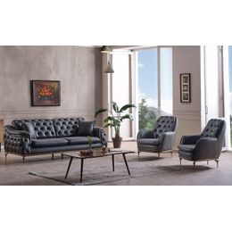 JVmoebel Wohnzimmer-Set Stilvolles Chesterfield Wohnzimmer Set Sofagarnitur 3+1+1 sitzer Couch