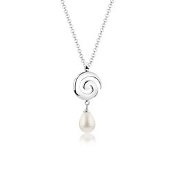 NENALINA Perlenkette Muschelkernperle Tropfen Drop Spirale 925er Silber