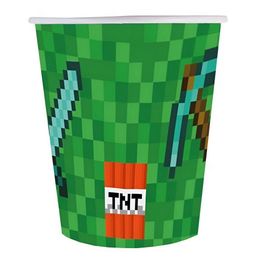 Festivalartikel Einwegbecher Minecraft Set 6 Stück TNT Pixel Einwegbecher Pappbecher 250 ml