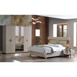 JVmoebel Schlafzimmer-Set Schlafzimmer Set Luxus Komplettes Bett 2x Nachttische Kleiderschrank