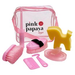 Pink Papaya Spiel, Kinderspiel Putztasche "Lexington" 7-teilige Pony Putzbox in Pink