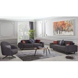 JVmoebel Wohnzimmer-Set Luxus Wohnzimmer set Besteht aus 3tlg. Schwarzer Farbe Design Sofa set