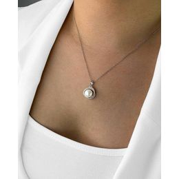 DANIEL CLIFFORD Perlenkette 'Dara' Damen Halskette Silber 925 Anhänger mit echter Perle rund (inkl. Verpackung)