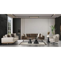 JVmoebel Wohnzimmer-Set Sofagarnitur 3+3+1 Sitz Grau Sofa Luxus Möbel Wohnzimmer Couchen