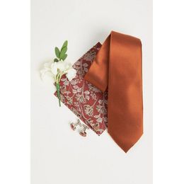 next Krawatte Krawatte, Einstecktuch und Manschettenknöpfe (3-St)