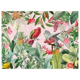 Platzset, raxxa Premium-Platzset"Farbenfrohe Vintage Papagein im Dschungel"