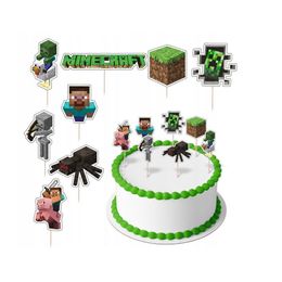 Festivalartikel Tortenstecker Minecraft Set Topper 8 Stück Geburtstagskuchen Topper NEU!
