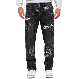 KOSMO LUPO 5-Pocket-Jeans Auffällige Herren Hose BA-KM051 Markante Waschnung und Verzierungen