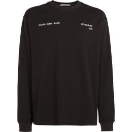 Calvin Klein Jeans Sweatshirt, Baumwolle, Logo-Print, für Herren, schwarz, XL