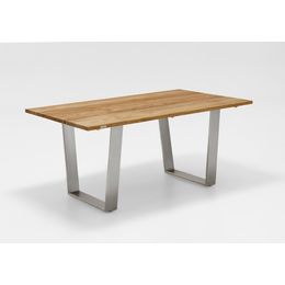 Niehoff Noah Tisch Edelstahl Trapezkufe/Teak 160x95 cm bis 260x95 cm Braun/Silber Teak/Edelstahl