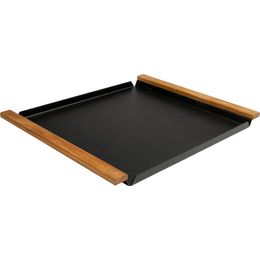 Stern Tablett ca. 48x40x3 cm mit Teakgriffen Schwarz Matt