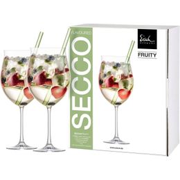 Eisch Cocktailglas SECCO FLAVOURED, Kristallglas, Fruity, mit grünem Glashalm, 2-teilig, grün|weiß