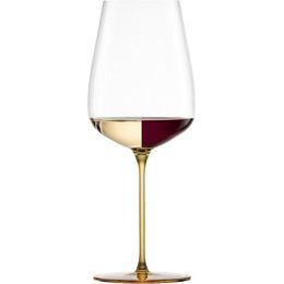 Eisch Weinglas INSPIRE SENSISPLUS, Made in Germany, Kristallglas, Veredelung der farbigen Stiele in Handarbeit, 2-teilig, gelb