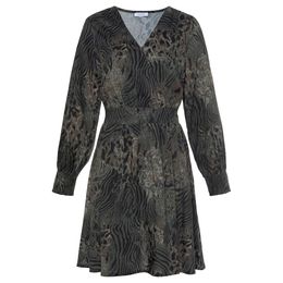 Lascana Kleid Damen Gr&ouml;&szlig;e 34 grau / gr&uuml;n / schwarz Winterkleid