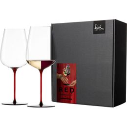 Eisch Weinglas RED SENSISPLUS, Kristallglas, 740 ml, Handarbeit, 2-teilig, Made in Germany, rot|schwarz|weiß
