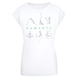 F4NT4STIC Shirt 'Namaste Yoga Skelett Halloween' female White size XXXL